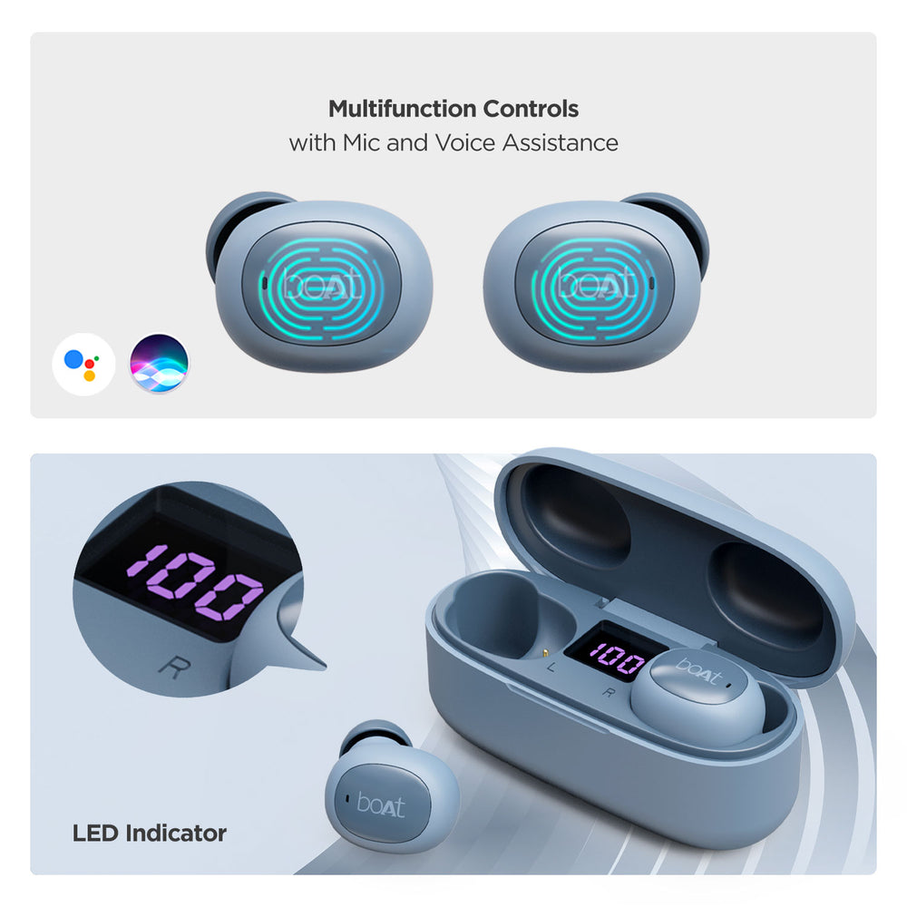 boAt Airdopes 121 v2 | In-Ear Earbuds v2 with 8mm driver, LED Case Bat