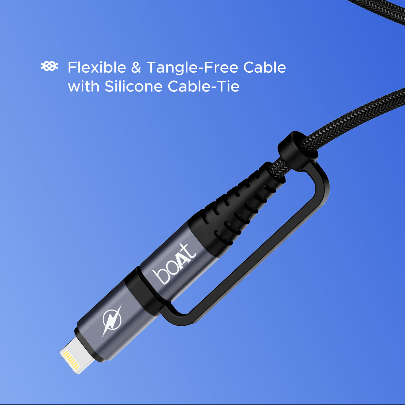 boAt Flexicharge 400 - 4-in-1 Charging Cable with Swappable Heads for ...