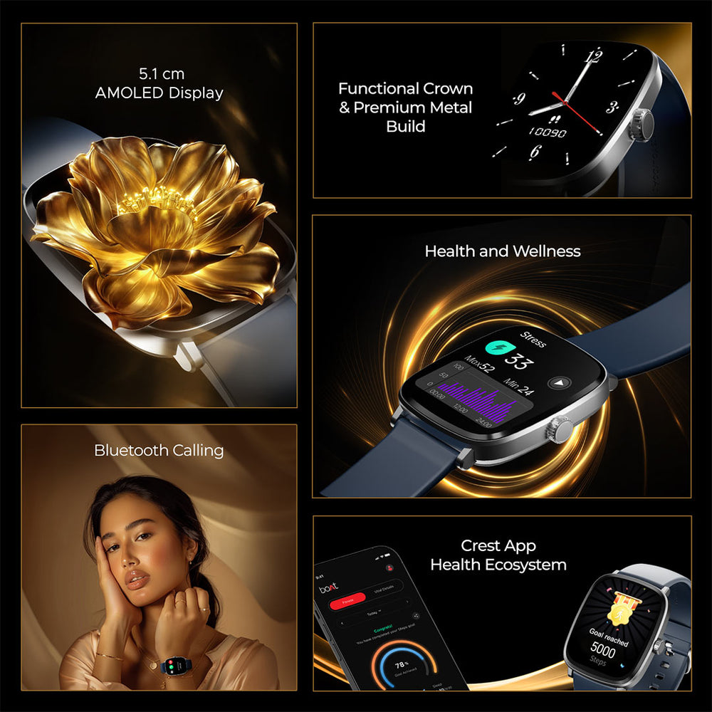 boAt Ultima Regal - Premium 2.01" (5.10 cms) AMOLED Display Smartwatch ...