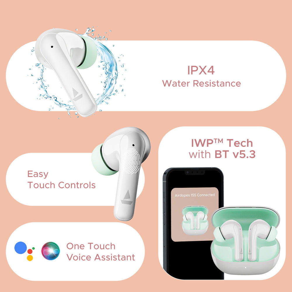 boAt Airdopes 155 - Bluetooth Wireless Earbuds with 40 Hours Playback