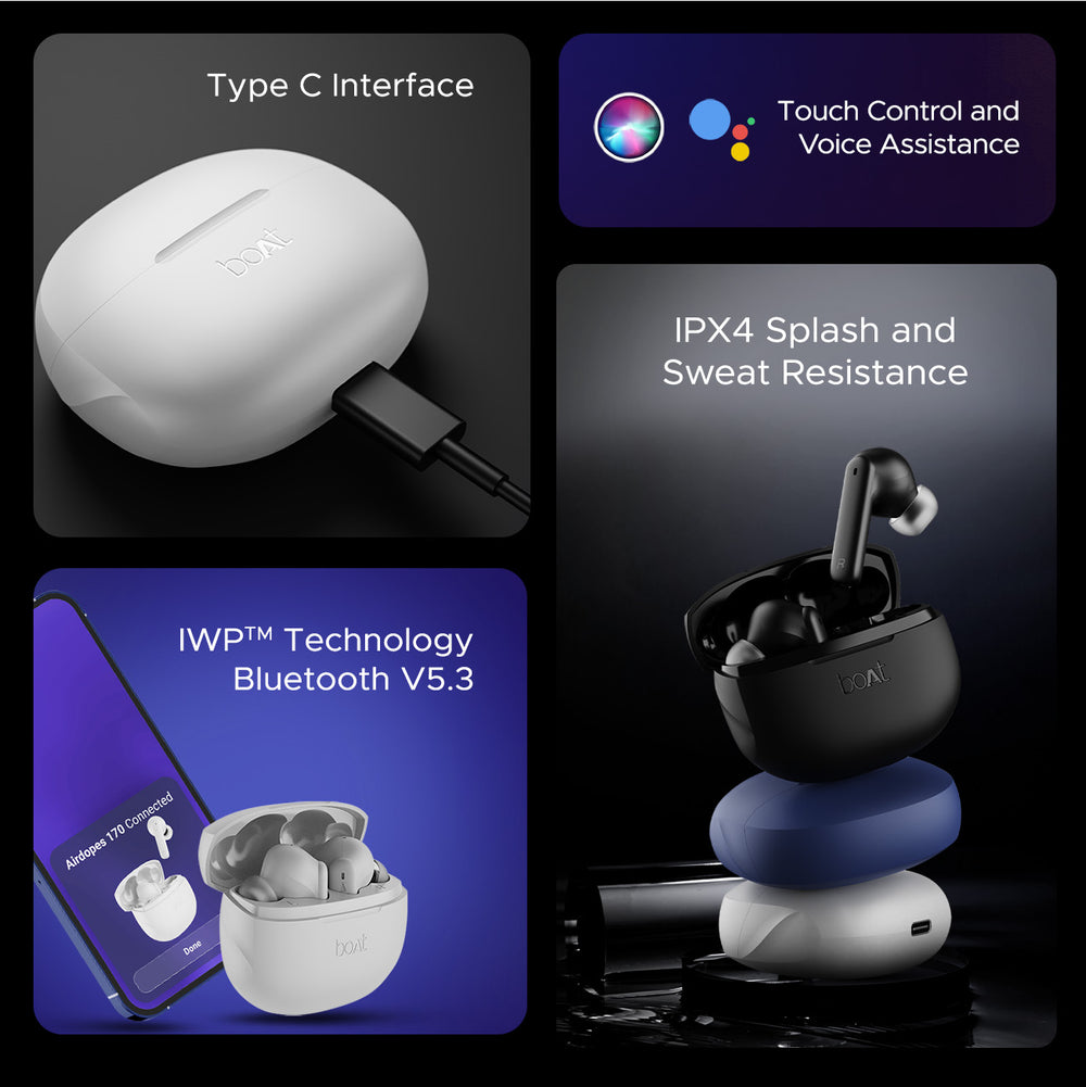 boAt Airdopes 170 - Wireless Bluetooth Earbuds with Long Battery Backup