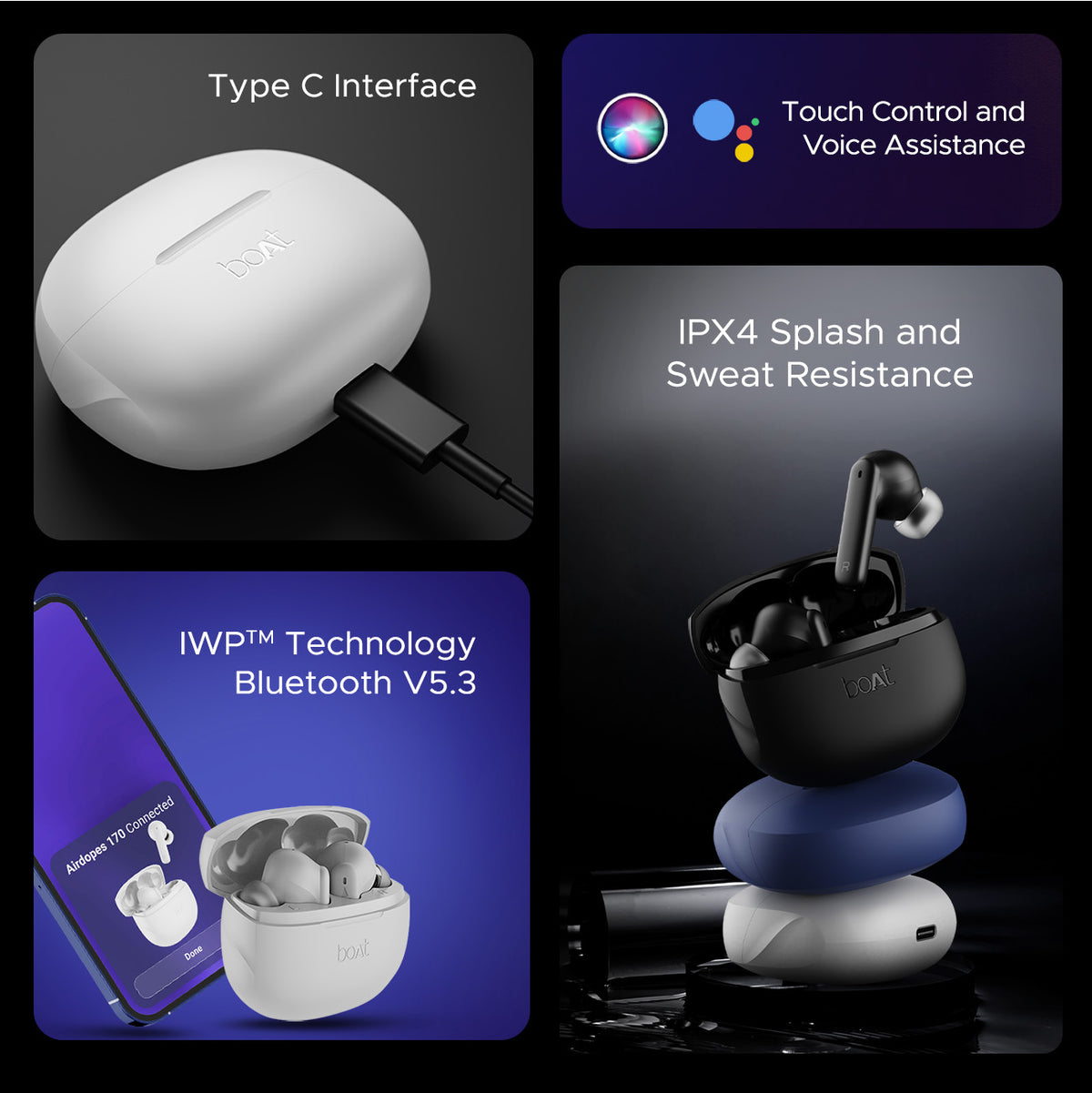 boAt Airdopes 170 - Wireless Bluetooth Earbuds with Long Battery Backup