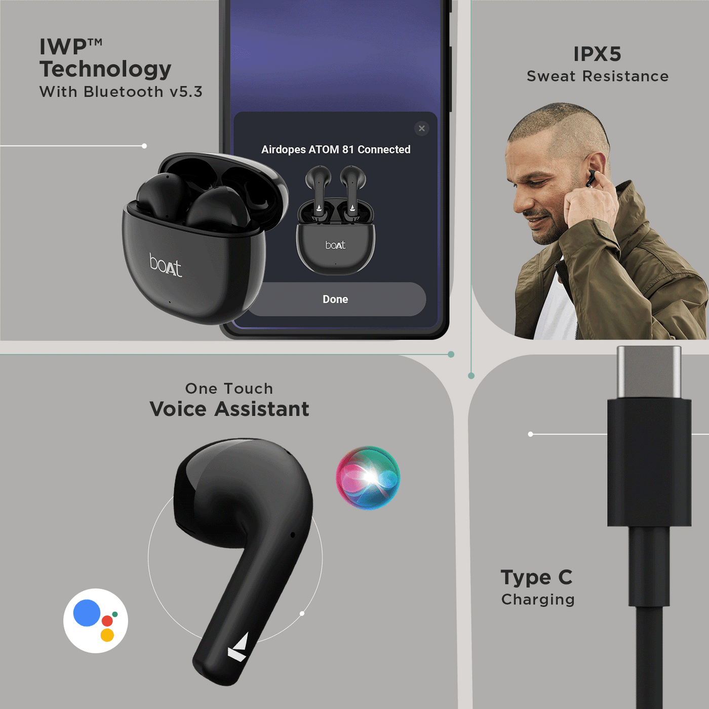 boAt Airdopes Atom 81 - Premium Wireless Earbuds with 50 Hours Large ...