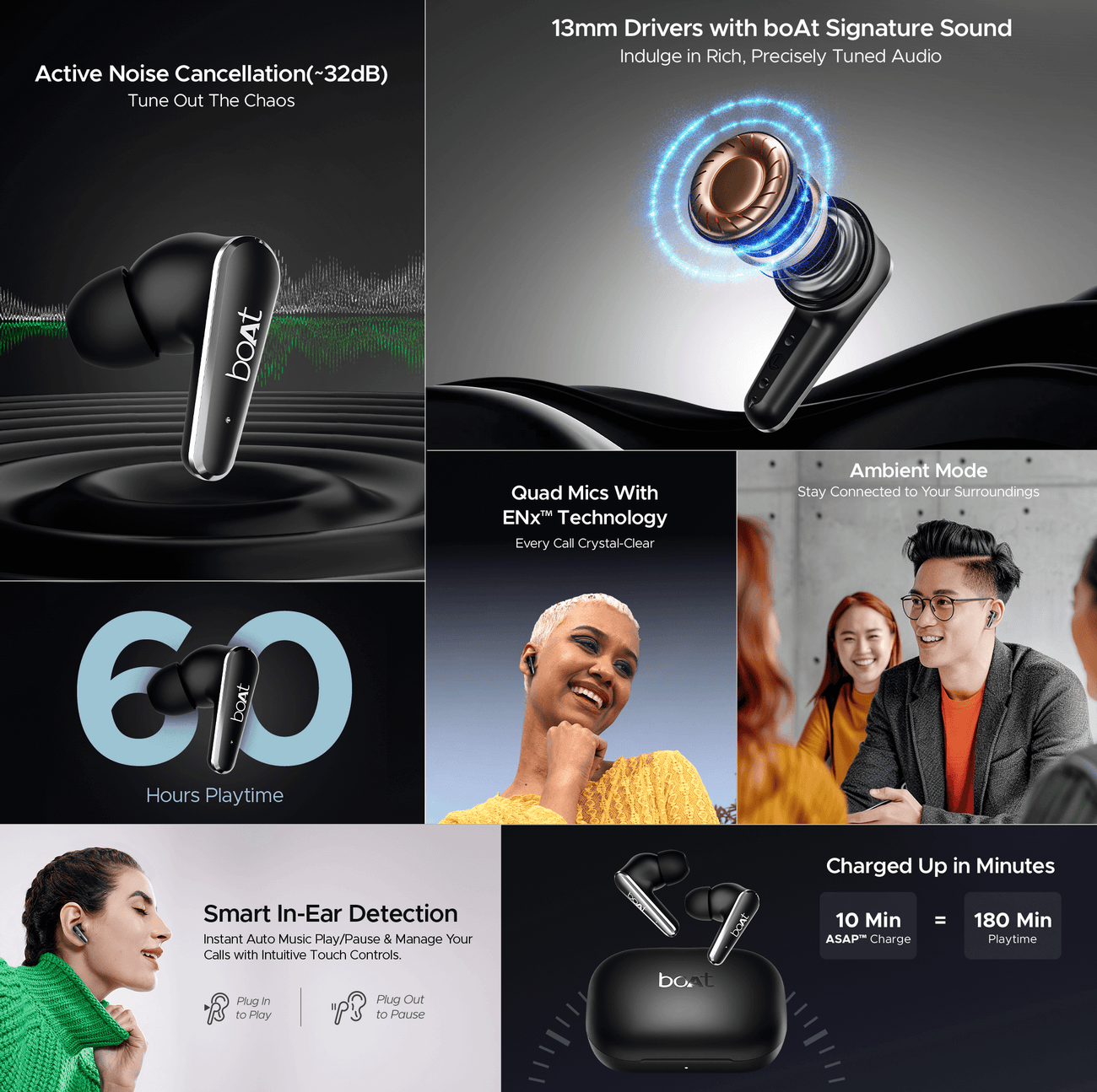 boAt Airdopes 280 ANC - Bluetooth Wireless Earbuds with Active Noise ...