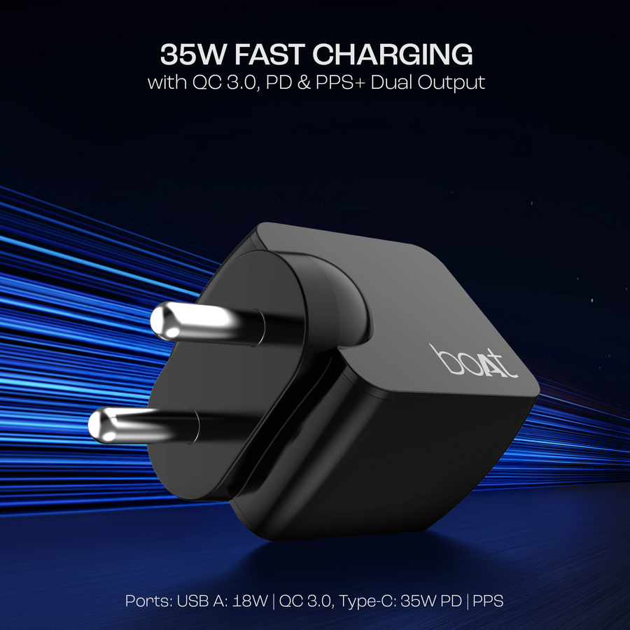 boAt 35W GAN Charger - Best 35W Fast Charger with Dual-Port Charging