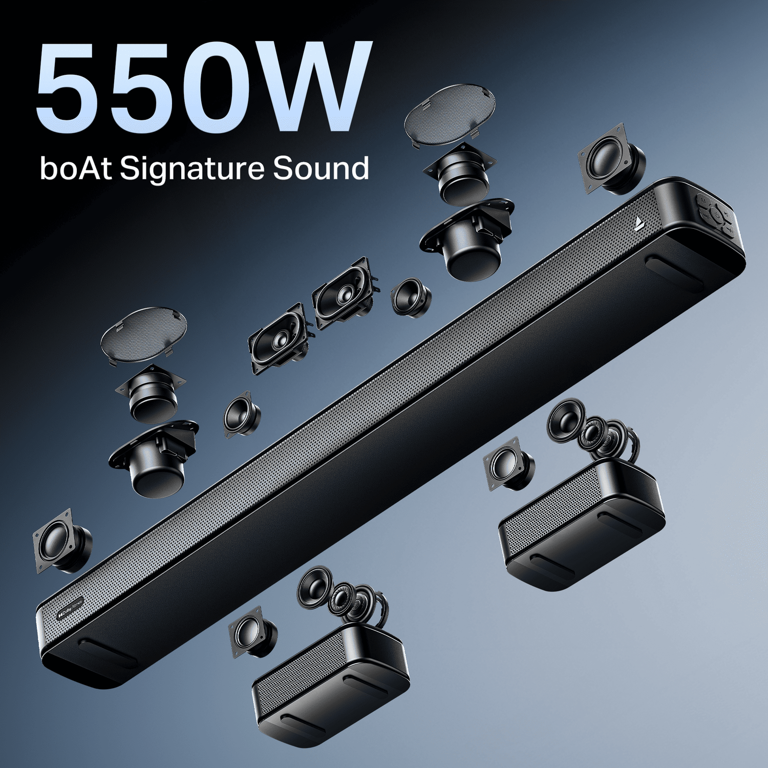 boAt Aavante Prime 5.1.2 5050DA – 5.1.2 Channel Soundbar with Dolby Atmos, Dual Wireless Rear ...