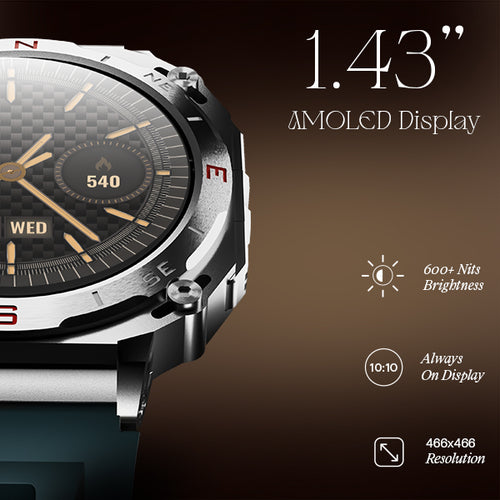 boAt Enigma X500 - Smartwatch with AMOLED 1.43" (3.63 cm) Round Display ...