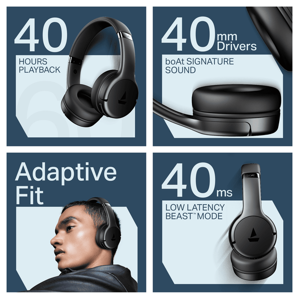 boAt Rockerz 411 – Wireless Headphones with 40mm Drivers, BEAST™ Mode ...