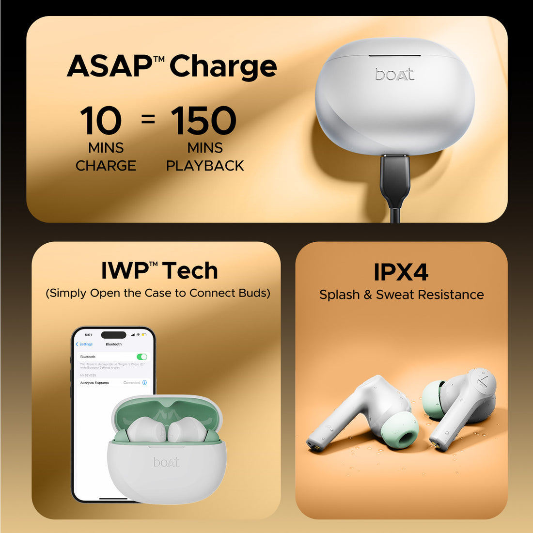 boAt Airdopes Supreme - Bluetooth Wireless Earbuds with 50 Hours Long ...