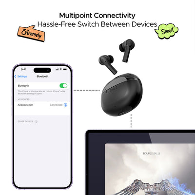 boAt Airdopes 300 - Premium Wireless Earbuds with 50 Hours Large Playback