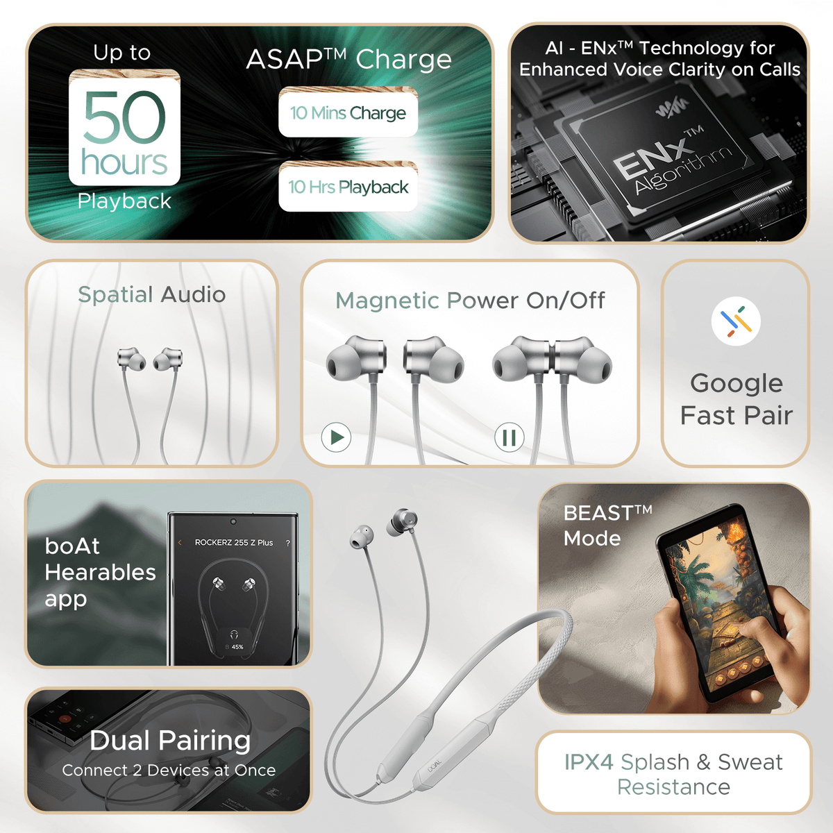 boAt Rockerz 255 Z Plus - Wireless Bluetooth Neckband with 50 Hours ...