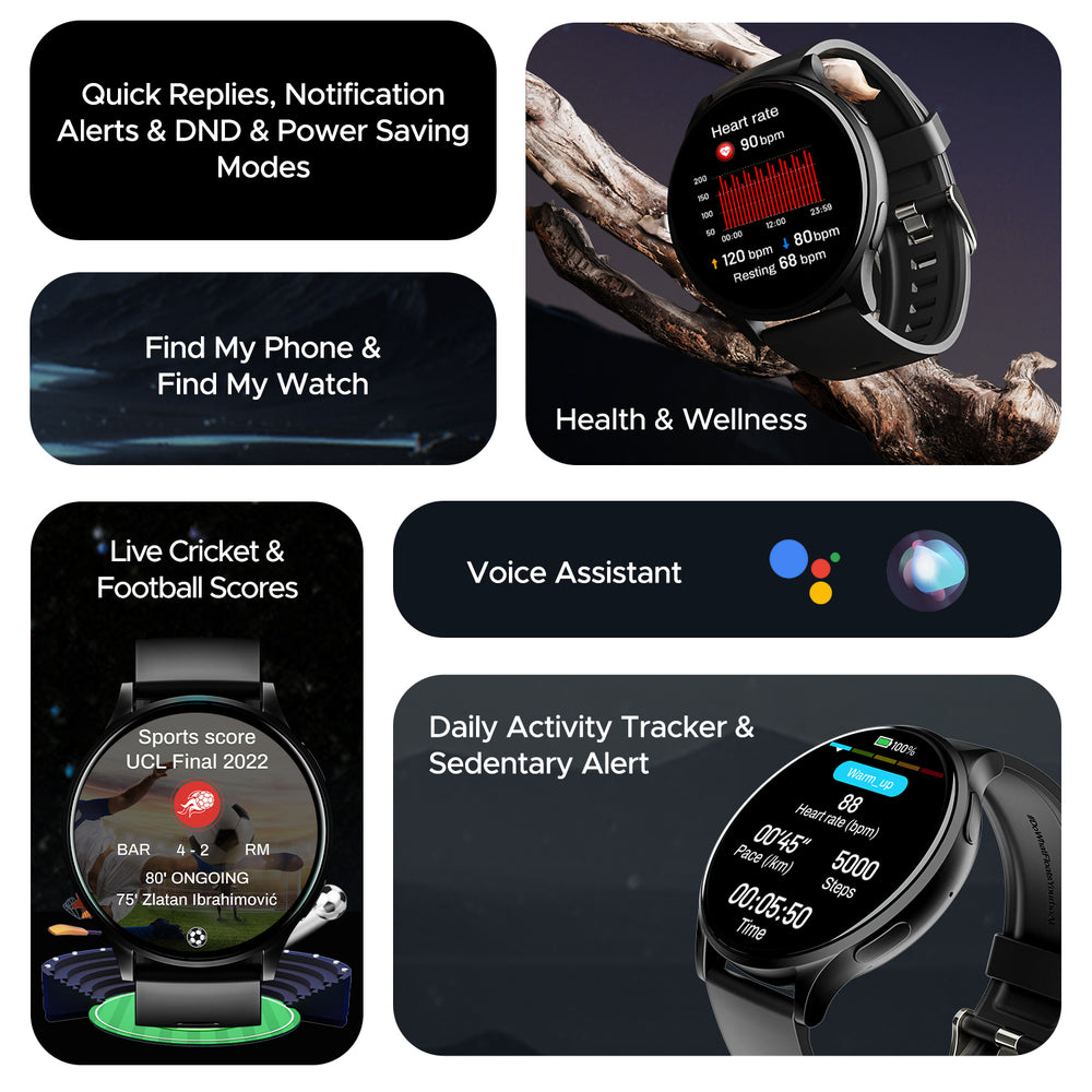 boAt Lunar Orb - Large 1.45" (3.68 cm) Round AMOLED Display Smart Watch ...
