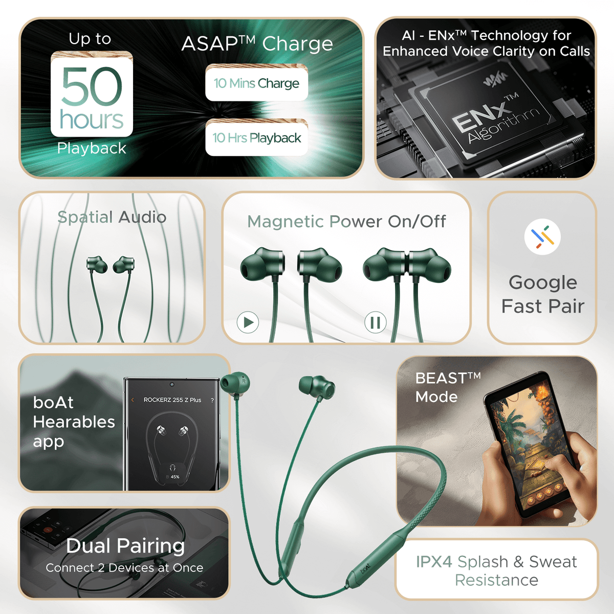 boAt Rockerz 255 Z Plus - Wireless Bluetooth Neckband with 50 Hours ...