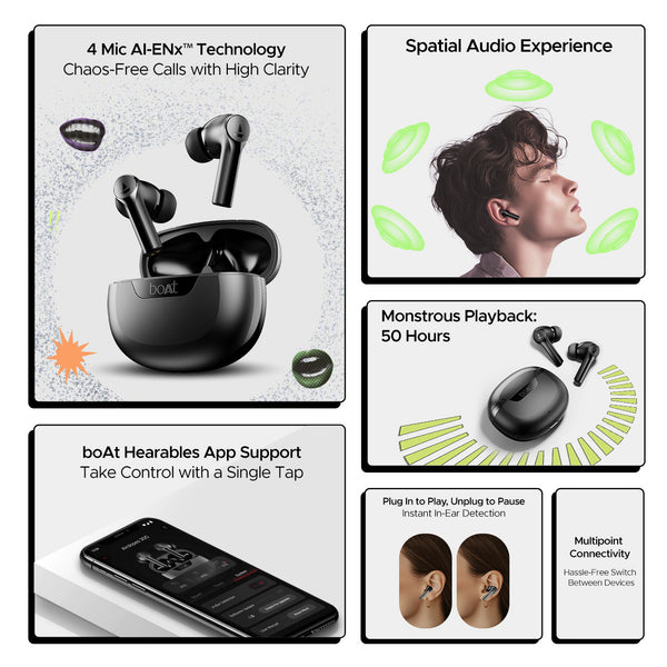 boAt Airdopes 300 - Premium Wireless Earbuds with 50 Hours Large Playback