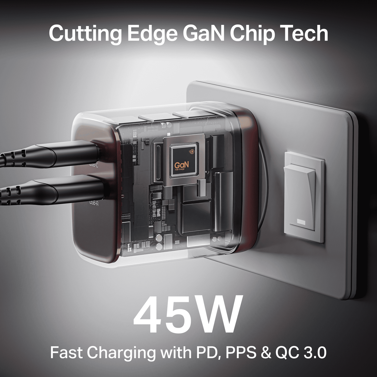 boAt 45W GaN Charger – Ultra-Fast Dual-Port Charging with Smart Protection