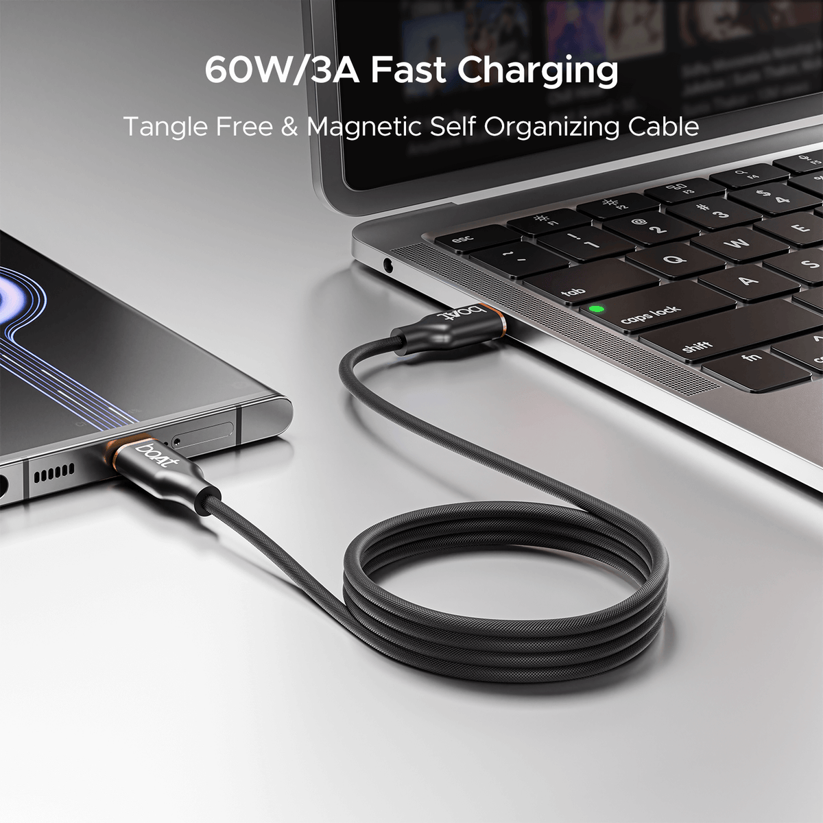 boAt Type C C800 Magna Cable - 3A Fast Charging Cable with 10000+ Bend ...