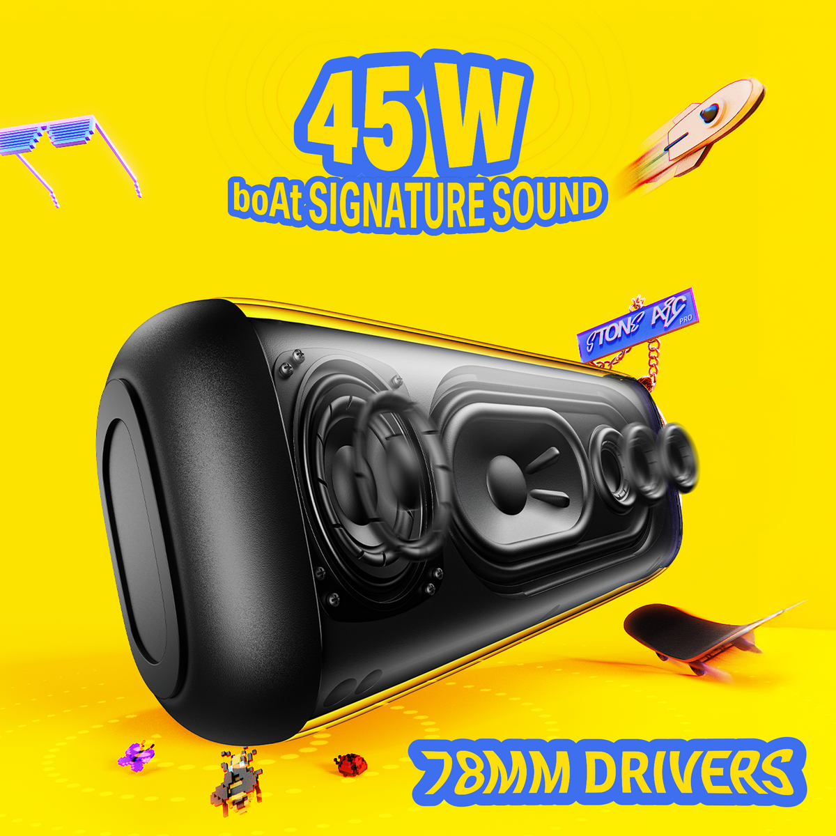 boAt Stone Arc Pro Plus | 45W Sound, RGB LEDs & 12H Playback