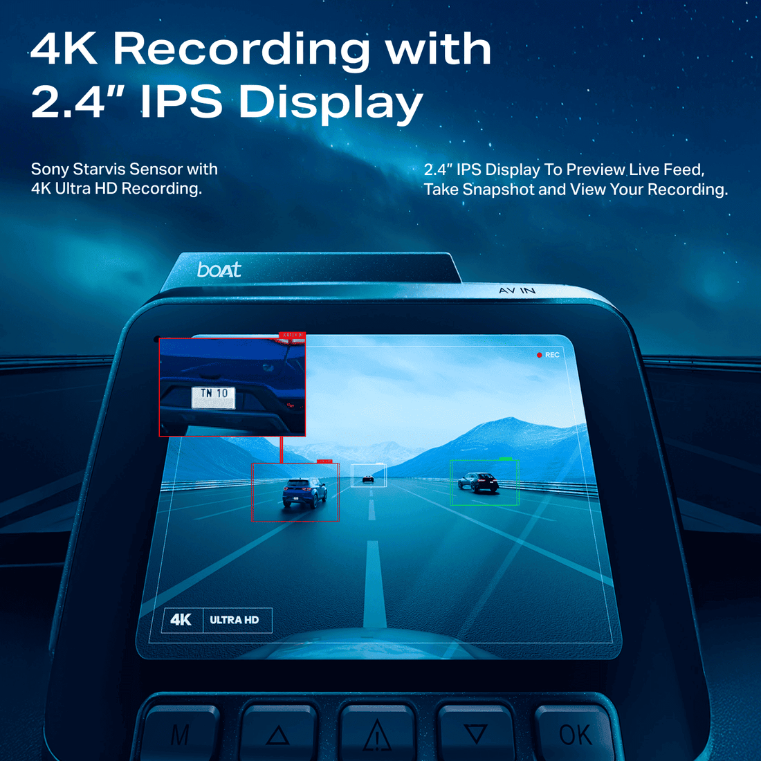 boAt HIVE Dashcam F1 | 4K Dual-Channel Dashcam with ADAS & GPS