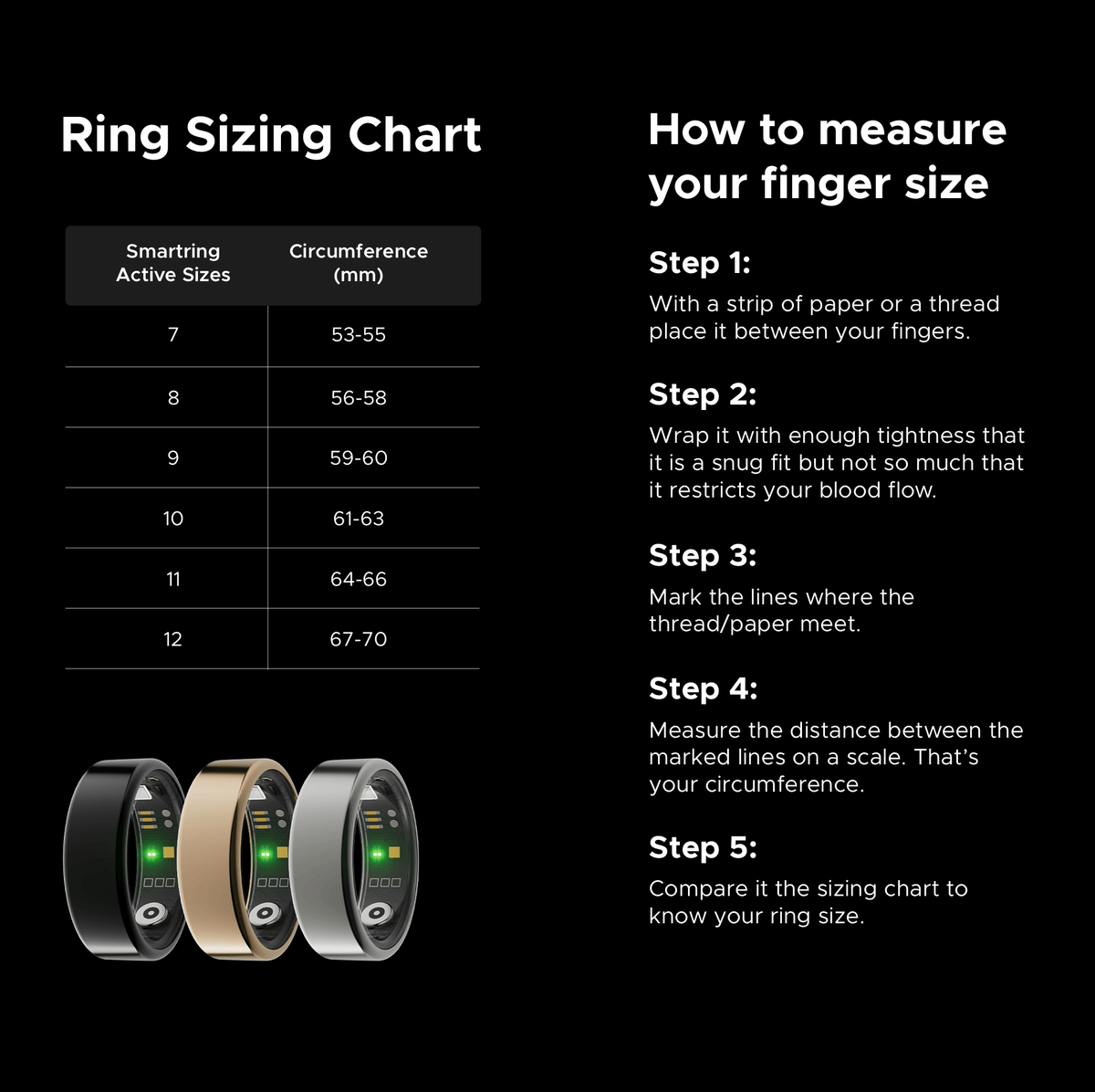 Smart Ring Active- Size Guide