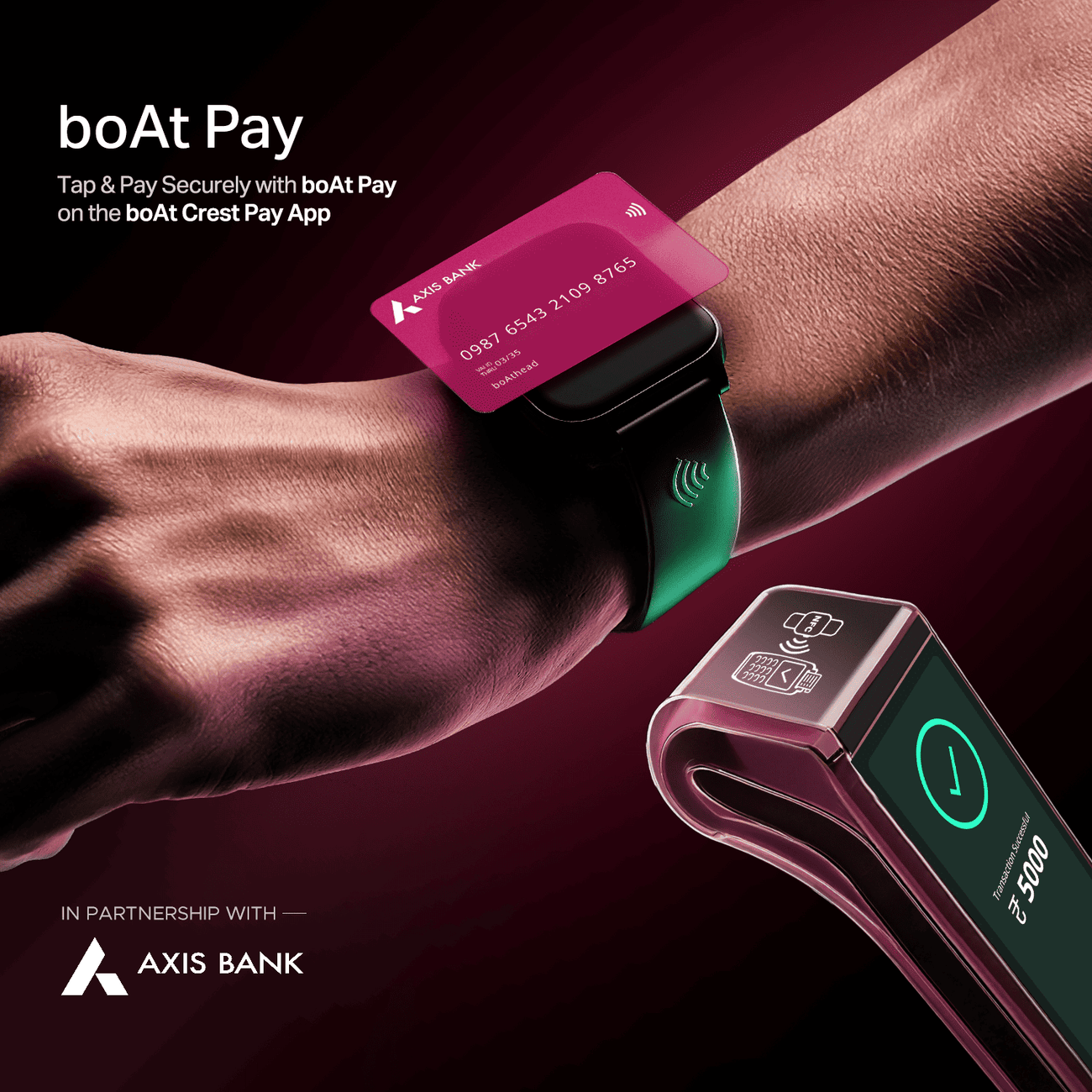 boAt Wave Fortune | 1.96" HD Display NFC Tap & Pay Smartwatch
