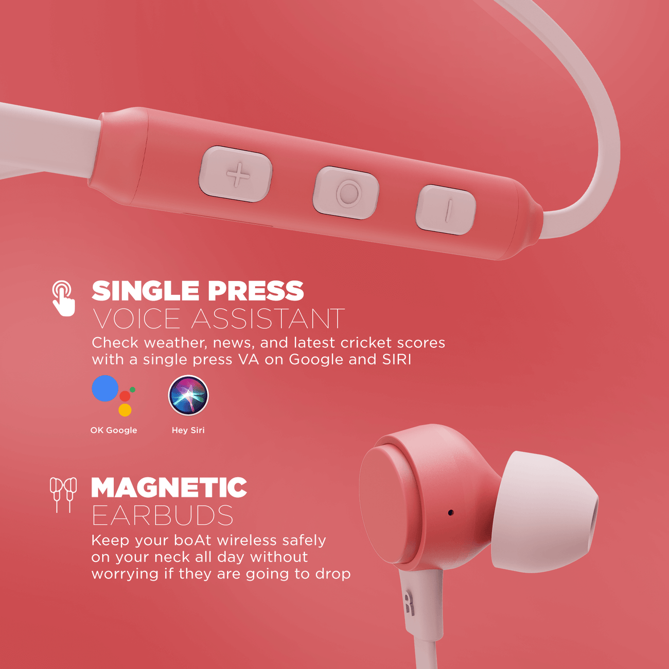 boAt Rockerz 103 Pro | Wireless Earphones with 10 mm Drivers, Single P