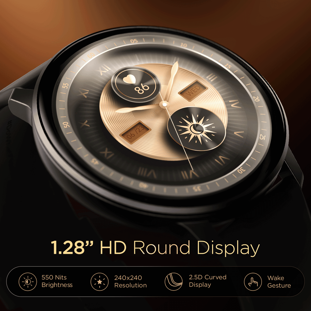 boAt Lunar Connect | 1.28" (3.25 cm) HD Display Round Dial Smartwatch ...