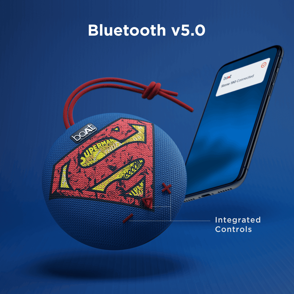boAt Stone 190 Superman DC Edition - Portable Bluetooth Speaker with 52 ...