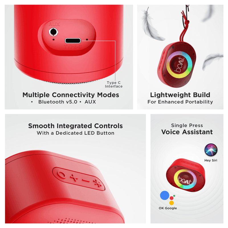 Stone 250 | 5W Portable Wireless Speaker with RGB LED, 9 Hours of Play