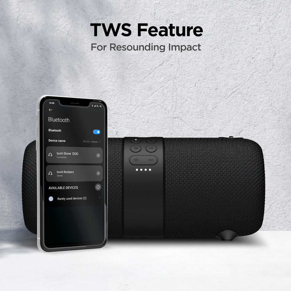 boAt Stone 1200 | 14W Portable Wireless Speaker with RGB LEDs, Up to 9